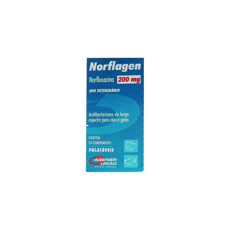 Antimicrobiano Norflagen 200mg com 10 comprimidos - Zoori Pet
